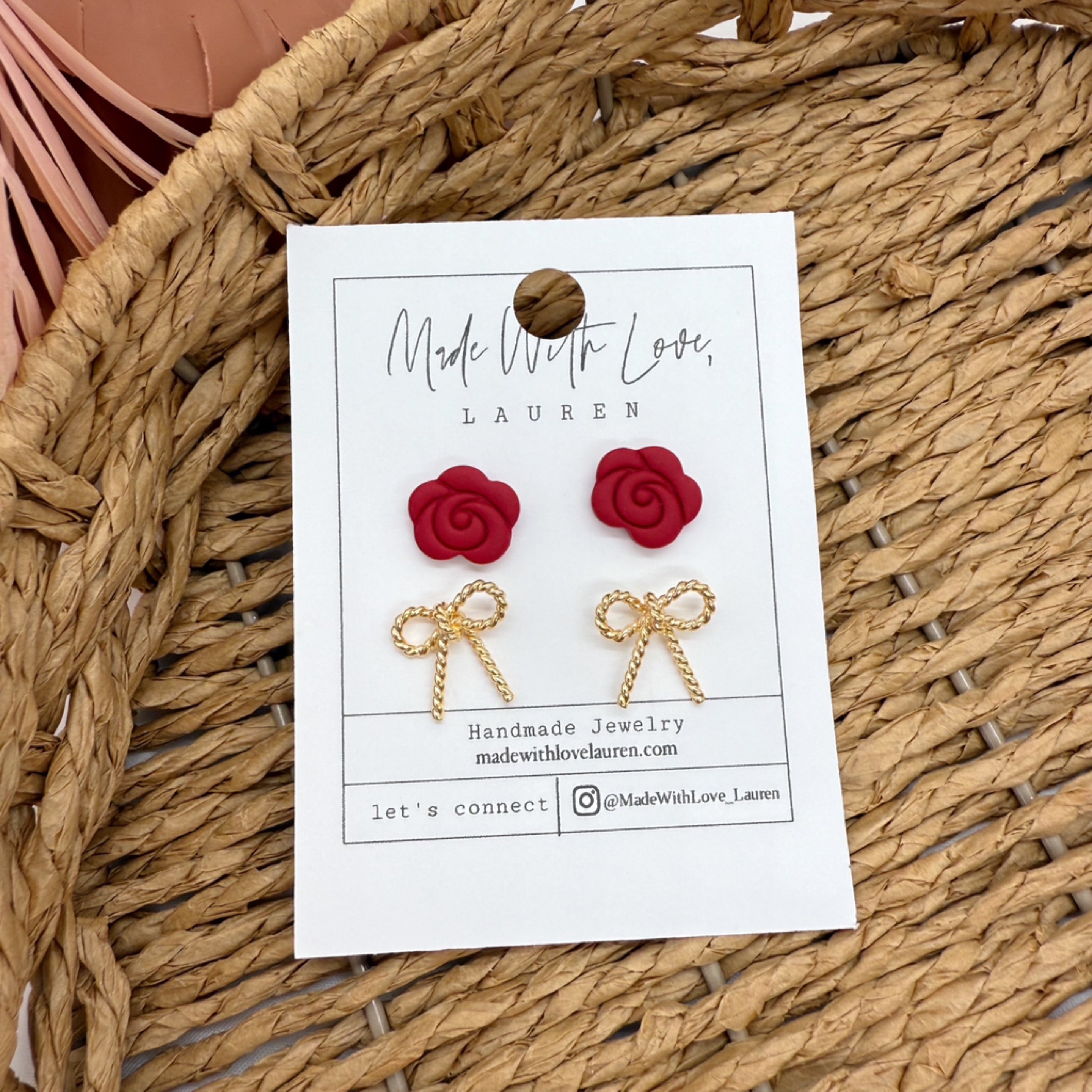 Red Roses + Bow Stud Pack – Made With Love, Lauren